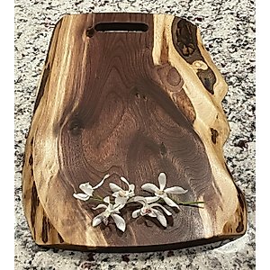 Black Walnut Gorgeous, Unique, Forest-to-Table Double Live-Edge Wood Charcuterie/Appetizer/Dessert/Grazing/Cheese/Cutting Board 20" x 12.5".