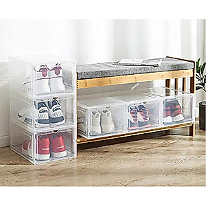 LYHMGZ Transparent Shoe Box Display Cabinet Womens Mens Shoe Storage Box with Clear Door, Storage Box for Sports Shoe Large Storage Box | Family Organization and Storage (Clear, 3 Pack)