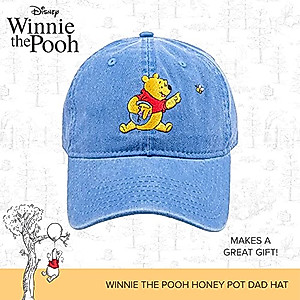 Disney Winnie The Pooh Dad Hat, Cotton Adjustable Adult Baseball Cap with Curved Brim, Blue, One Size