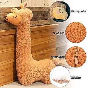 Deaboat 40" Giant Alpaca Plush Pillow Llama Stuffed Animal Toys Llama Long Body Plushie Home Decor for Girls Kids Adults