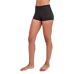 Nautica Women's Standard Mid-Rise Flattering Wide Waistband Boy Leg Bikini Bottom Swimsuit, Black, Small