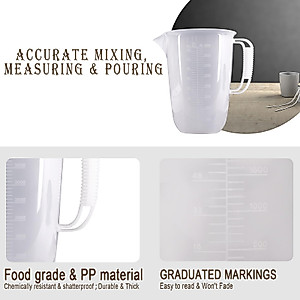 1 Gallon Measuring Pitcher, Large Measuring Cup with Spout and Handle, 134oz Plastic measuring pitcher with Conversion Chart, 1 Gallon Measuring Container for Motor Oil, Chemicals, Pools, Lawns