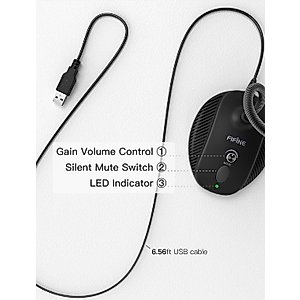 Fifine USB Computer Microphone, Plug &Play Desktop Condenser PC Laptop Mic,Mute Button with LED Indicator, Compatible with Windows/Mac, Ideal for YouTube,Zoom,Recording,Twitch Games(K054)
