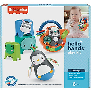 Fisher-Price Hello Hands Play Kit, Curated Gift Set of Activity Toys for Infants Ages 6 Months and Up