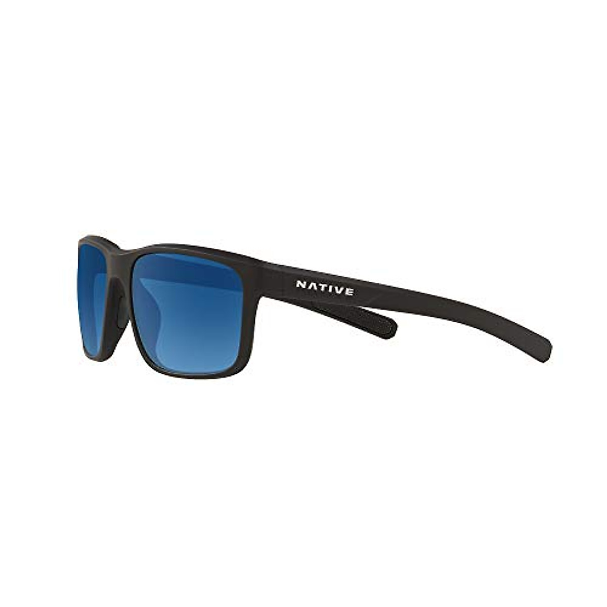 Native Eyewear Wells Polarized Rectangular Sunglasses, Matte Black Crystal/Blue Reflex, 58 mm
