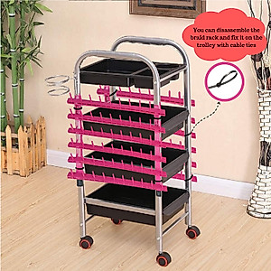 lightmay Braiding Hair Rack - Hair Extension Holder with 120 Pegs Multifunction Braiding Hair Holder Time Saving Extension Holder (120 Pegs, rose red)