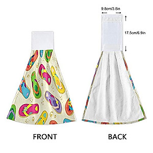Nander Yellow Colorful Flip Flops 2 Pcs Kitchen Cotton Towel Absorbent Towel for Bathroom Laundry Room Hanging Towel,Machine Washable
