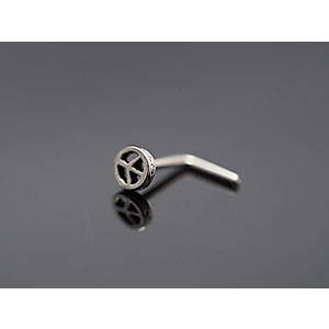 Nose Stud,Peace Sign Nose Stud Sterling Silver Nose Stud/Nose Screw, Jewelry Nose Stud, Body Piercing Jewelry, Nose Piercing (18g Right Screw)