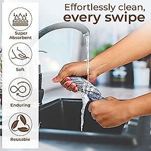 Urban Villa Dish Cloths Waffle Dish Cloths for Kitchen Indigo Blue/White Color Set of 8 Quick Drying Dish Cloths Highly Absorbent Cotton Size 12X12 Inches with Mitered Corners Kitchen Dish Towels