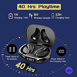 Wireless Earbuds, Bluetooth 5.3 Headphones Sport with Earhooks, 40H Ear buds Wireless Bluetooth Earbuds, IP7 Waterproof Wireless Headphones, Bluetooth Earphones with HD Stereo, LED Display, Black