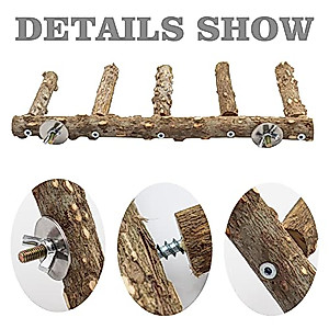 2 Pack Bird Ladder, Bird Perch Stand, Natural Prickly Ash Wood Bird Parrot Cage Accessories, Bird Standing Climbing Chewing Toys for Parakeet Cockatiel Rats Hamsters