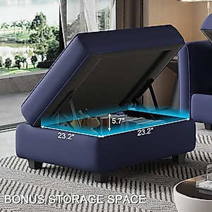 DANNRATCH Modular Sectional Sofa U Shaped Convertible Sectional Couch with Reversible Chaise, Sleeper Velvet Modular Couch with Ottomans for Living Room Furniture Sets Navy Blue