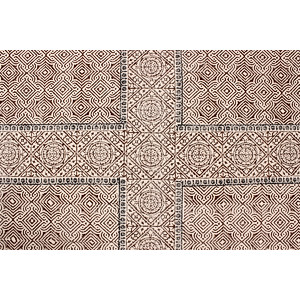 Casavani Hand Block Printed Hand Made Brown, Black Geometric Tassel Rug Cotton Easy Washable Rugs Floor Carpet for Doormat Entryway Living Room Bedroom Hallway Balcony 6x12 Feet Runner