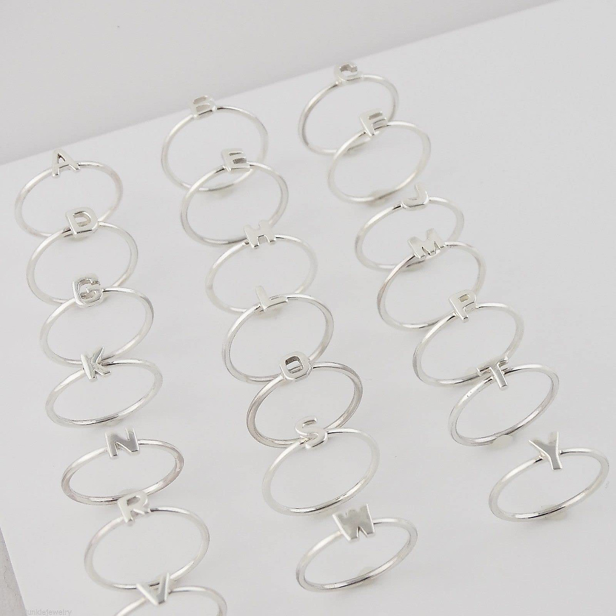 FashionJunkie4Life Sterling Silver Letter P Ring, Sizes 5-10, Initials Words Stacking Bands (5)