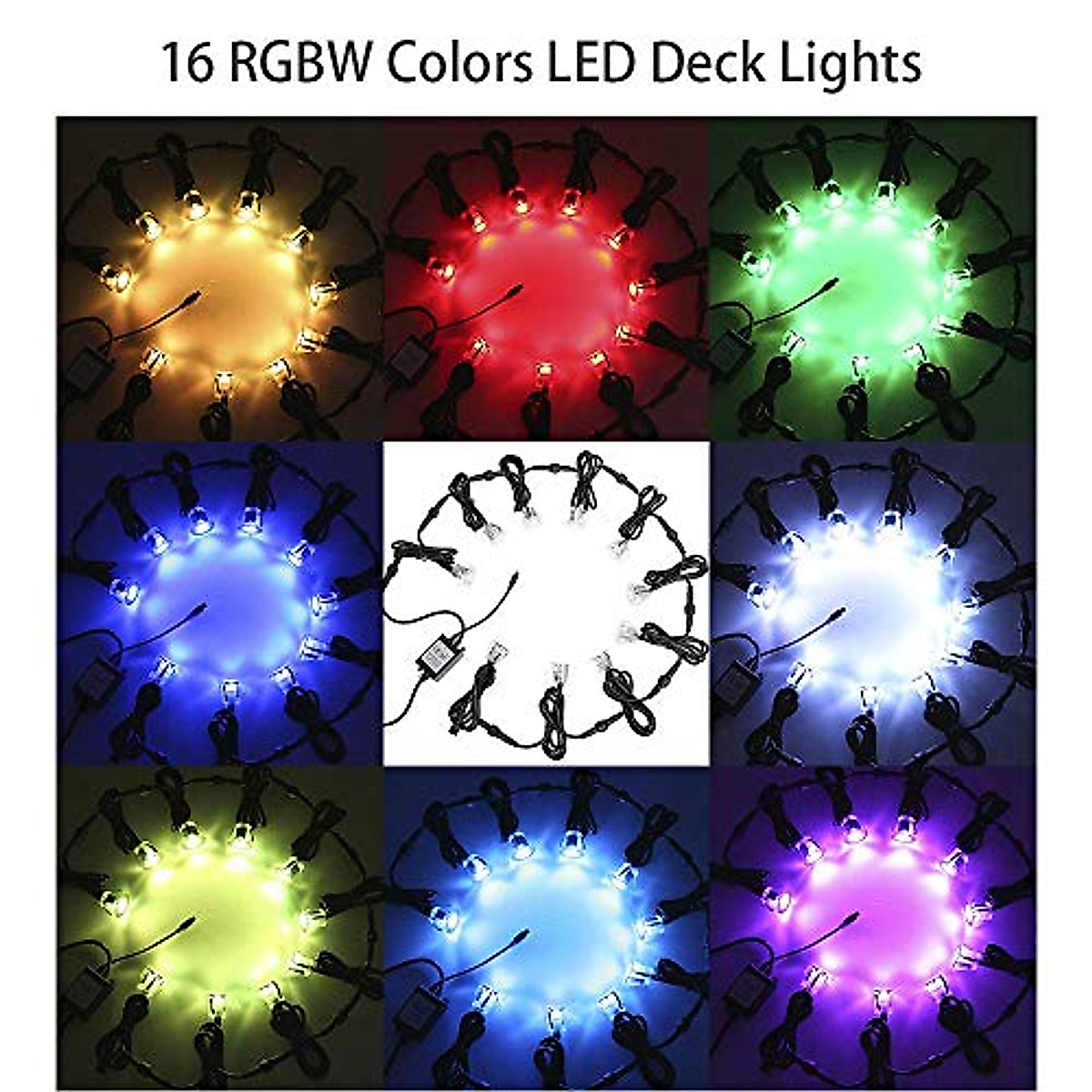 Lixada Recessed LED Deck Light 16 RGBW Colors/4 Lighting Modes Remote Control IP67 Waterproof LED in Ground Lights for Outdoor Yard Garden Stair Patio Pool Deck Kitchen -10Pack - RGBW Colors (30mm)