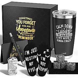 Gifts for Husband, Unique Husband Gifts, Husband Birthday Gifts with Tumbler, Whisky Stones, 6 in 1 Multitool Pen, Funny Socks and Keychain, Best Gift for Husband from Wife