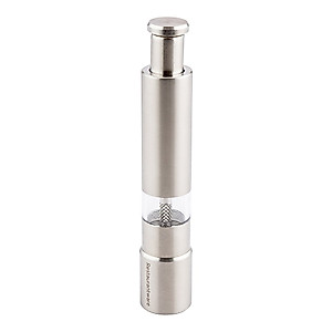 Restaurantware Stainless Steel Push Top Salt & Pepper Grinder: Perfect for Restaurants, Cafes, & Catering Events - Spring Action Salt & Pepper Mill - Simple, One Hand Thumb Push to Use - 1-CT