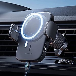 Magnetic Wireless Car Charger Mount, Compatible with MagSafe Car Mount Charger for iPhone 14 13 12 Pro Max Plus Mini, Auto Clamping (Power Supply not Included)