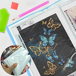 SKRYUIE A3 Diamond Painting Storage Book - 60 Diamond Painting Capacity, 30 Pages Protectors, 17.2x12.8 inches, Portfolio Folder for Diamond Painting Presentation and Organization - Blue