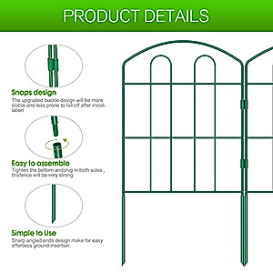 28 Pack Decorative Green Garden Fence Outdoor 23'' (H) x 30' (L) Coated Metal RustProof Landscape Wrought Iron Wire Border Folding Patio Fences Flower Bed Fencing Animal Barrier Section Panels Decor