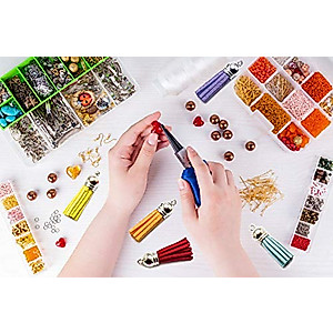 Paxcoo Tassels for Jewelry Making, 50pcs Leather Tassel Keychain Charms Bulk with 50pcs Jump Rings for Bracelets, Acrylic Key Chain Blanks and Craft Supplies