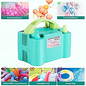Electric Balloon Pump 110V 600W Dual Nozzle Portable Balloon Inflating Pump Halloween Balloon Arch Kit with Balloon Flower Clips Balloon Tape Balloon Knotter Dot Glue Avocado Green