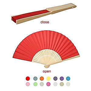 Hztyyier Folding Fan, Handheld Folding Paper Fan with Bamboo Fan Bone Gift for Wedding Festival Party, Performance Decoration (White)