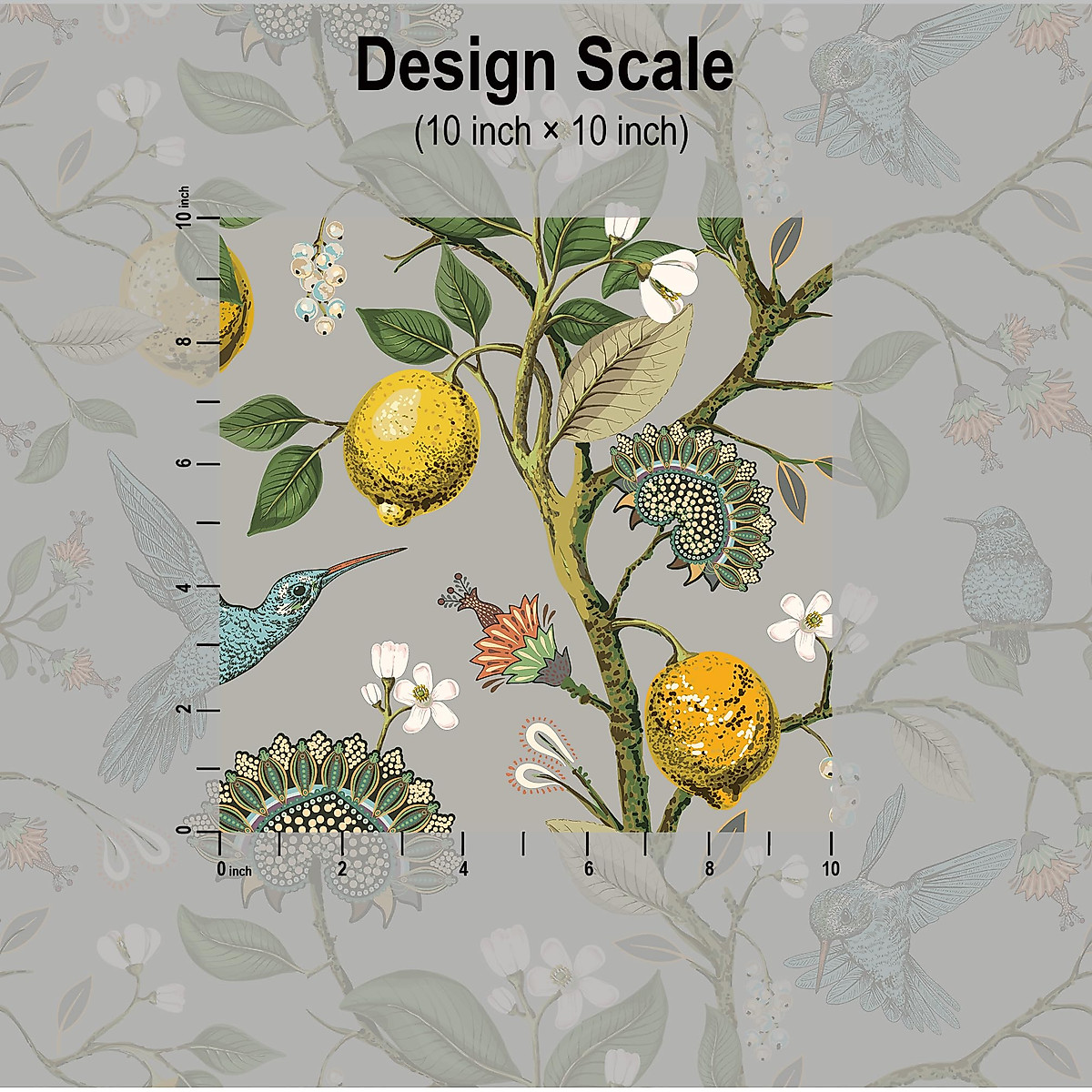 Blooming Wall Blue Bird Fresh Lemon Tree Peel and Stick Wallpaper Removable Self Adhesive Wall Mural Wall Décor