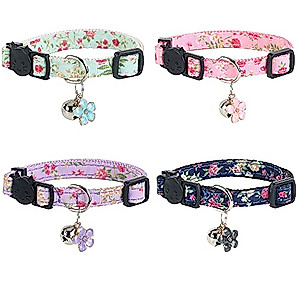 NISYYE Breakaway Cat Collar with Bell, 4 Pack Safety Adjustable Cat Collars Set