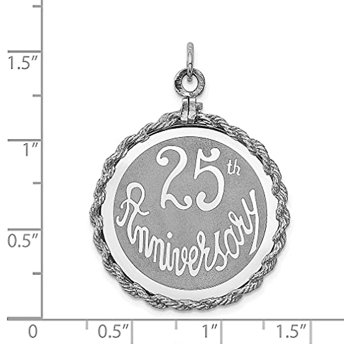 IceCarats 925 Sterling Silver 25th Anniversary Disc Necklace Charm Pendant Only