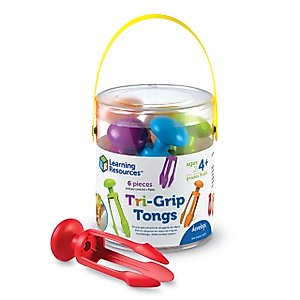 Learning Resources 3 Prong Tong, Pencil Grip Tongs, Sensory Bin, Fine Motor Toy, Set of 6, Ages 4+
