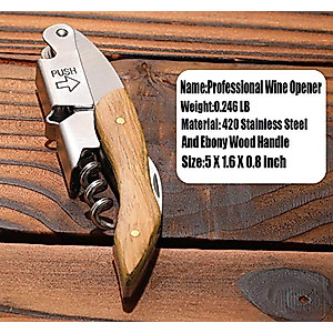 Professional Waiter Corkscrew Wine Key for Bartenders Set of 3,With Long Rosewood Handle Stainless Steel Handle Wine Opener for Bar Restaurant Waiters, Sommelier, Bartend (Big Wood 3 Packs)