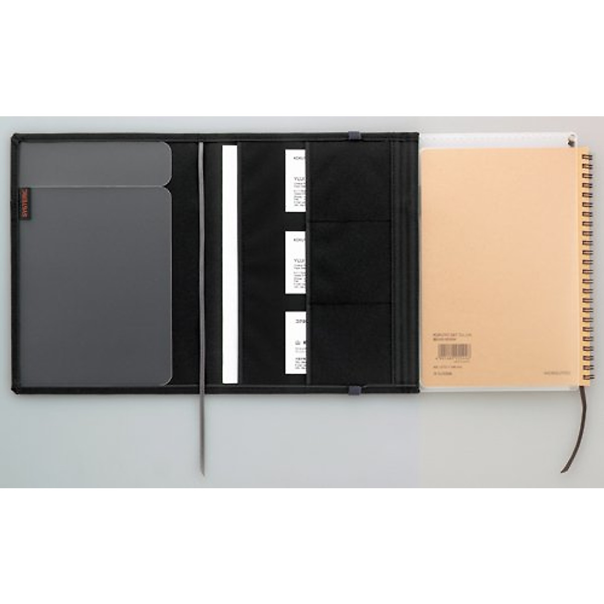 Kokuyo Systemic Cover Notebook, with One A5 (5.8" X 8.3"), B 6mm Ruled, 28 Lines, 50 Sheets, Twin Ring Edge Title Notebook, Black, Japan Import (NO-685B-D)