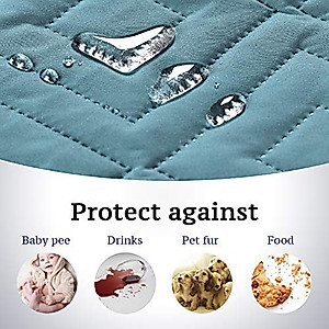 H.VERSAILTEX Reversible Chair Cover Furniture Protector Anti-Slip Couch Cover Water Resistant 2" Elastic Straps Chair Slipcover Pets Fit Sitting Width Up to 21" (Chair:75" x 65", Cameo Blue/Beige)