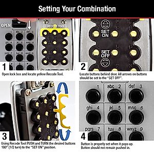 Master Lock Portable Outdoor Key Lock Box with Push Button Resettable Combination Lock, Black, 5422EC