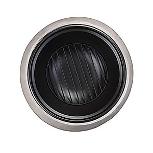 Teamson Home MGO Light Concrete Round Charcoal and Wood Burning Fire Pit for Outdoor Patio Garden Backyard with Spark Screen, Fireplace Poker, Grate, and BBQ Grill, Light Gray