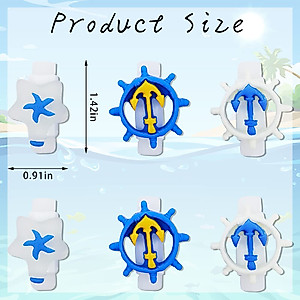 6pcs Ocean Charger Cable Protector for iPhone/ipad USB Cable, Cute Blue Plastic Cable Protectors Rudder Starfish Bites Protect USB Charger Phone Cable Accessories for Apple Cellphone Tablet Data Lines