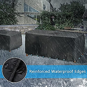 iCOVER Patio Furniture Cover, 113"x76" Rectangular/Oval Patio Table Cover, Easy On/Off, Waterproof Dustproof Cover for Outdoor Dining Table Set, Sectional Sofa Set