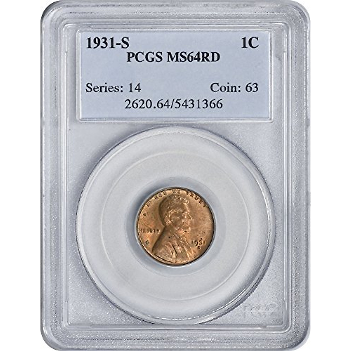 1931-S Lincoln Cent MS64RD PCGS