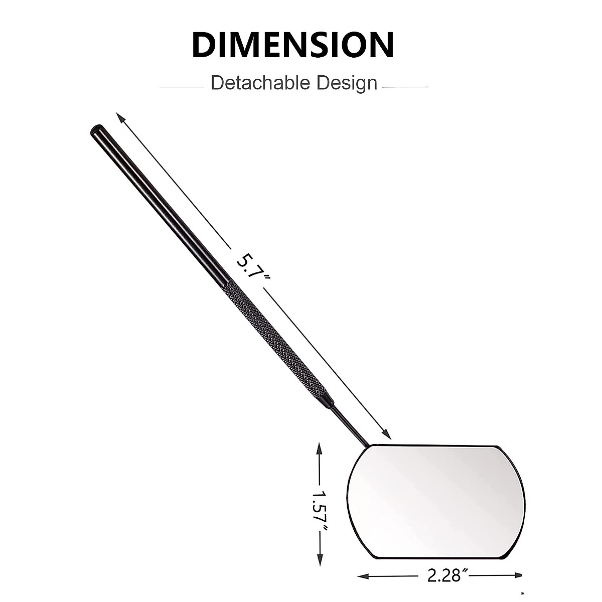 BUCICE Lash Mirror for Eyelash Extensions, Detachable Eyelash Mirror Stainless Steel Black Makeup Mirror Eyelash Extension Supplies