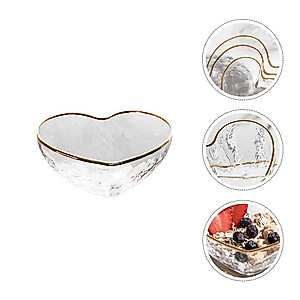 VOSAREA Glass Salad Bowl Heart- Shape Fruit Bowl Ice Cream Soup Bowl Candy Dishes Serving Bowl Plate Tableware for Desserts Pasta Dinner Snack Appetizer Popcorn