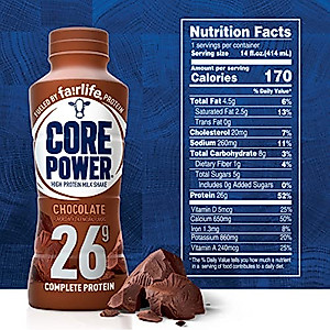 Fairlife Core Power 26g Protein Milk Shakes, Ready To Drink for Workout Recovery, Chocolate, 14 Fl Oz (Pack of 12)