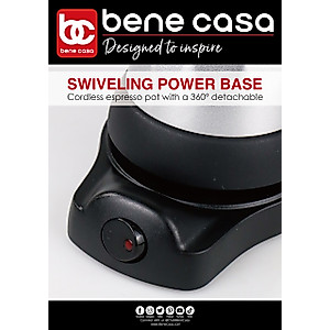 Bene Casa Espresso Coffe Maker, 6 Cup,Electric Maker Portable Cafetera Electrica| Trasparent Carefa, De 6 Tasas, Para Cafe' Espresso,Baso Trasparente.