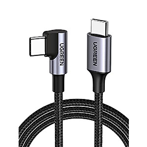 UGREEN 60W USB C to USB C Cable Right Angle USB C Fast Charging Cable Compatible with MacBook Pro/Air, iPad Pro/Mini/Air, Samsung Galaxy S23/S22/Z Fold/Z Flip, Google Pixel, Switch, etc. 6.6FT