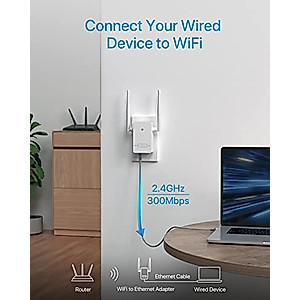 BrosTrend Universal WiFi to Ethernet Adapter, 300Mbps on 2.4GHz, WiFi to Wired Converter Wireless Bridge with RJ45 Port for Printer, Smart TV, Blu-Ray Player, etc, Connect a Wired Device to Wi-Fi