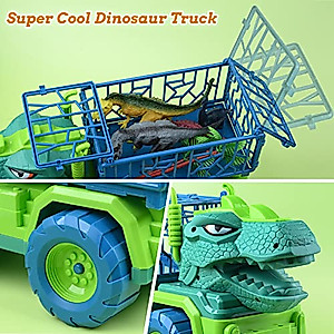EPPO Dinosaur Truck Playset Toys for Kids 3-5, Large Tyrannosaurus Vehicle with 8 Jurassic Dinosaurs, Activity Play Mat, Dinosaur Eggs, Carrier Car Toys for 3 4 5 6 + Years Old Boys Girls Kids Gifts