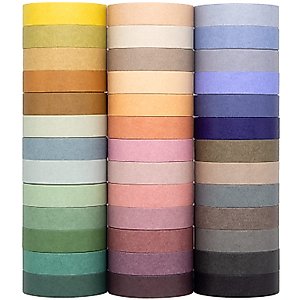 Mooker 39 Rolls Washi Tape Set - Morandi Colored Masking Tape, Thin Vintage Tape for Journaling, Scrapbooking Supplies, Crafts Aesthetic, Gift (Nature Color 10mm)