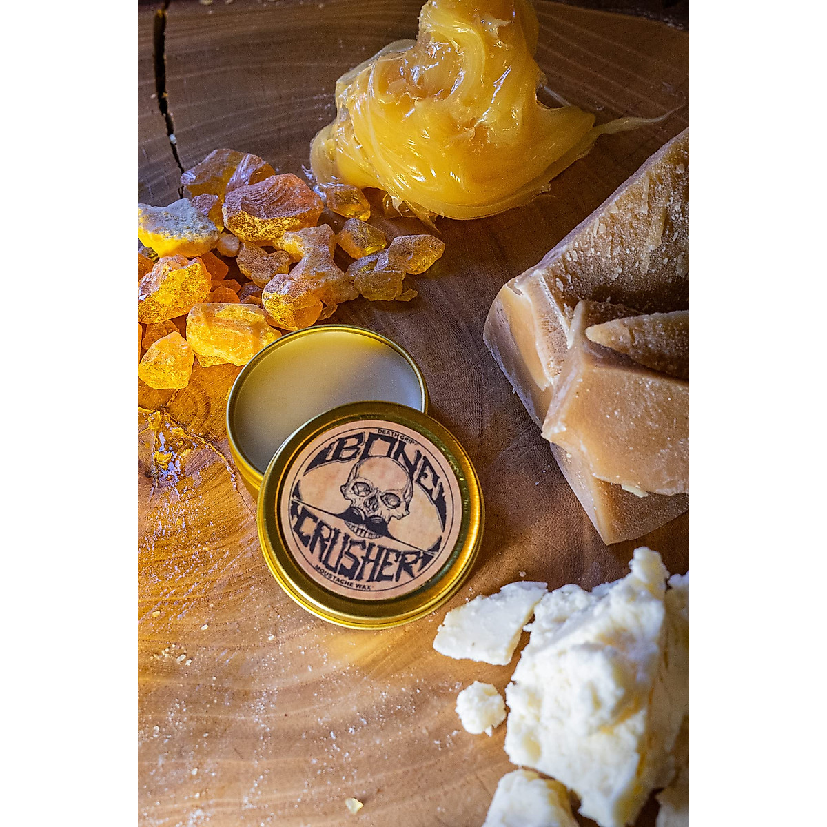 THE VINTAGE GROOMING CO. Bone Crusher Extra Strong Extra Firm Mustache Wax, Night Fury Wax Remover Oil, and Comb Set