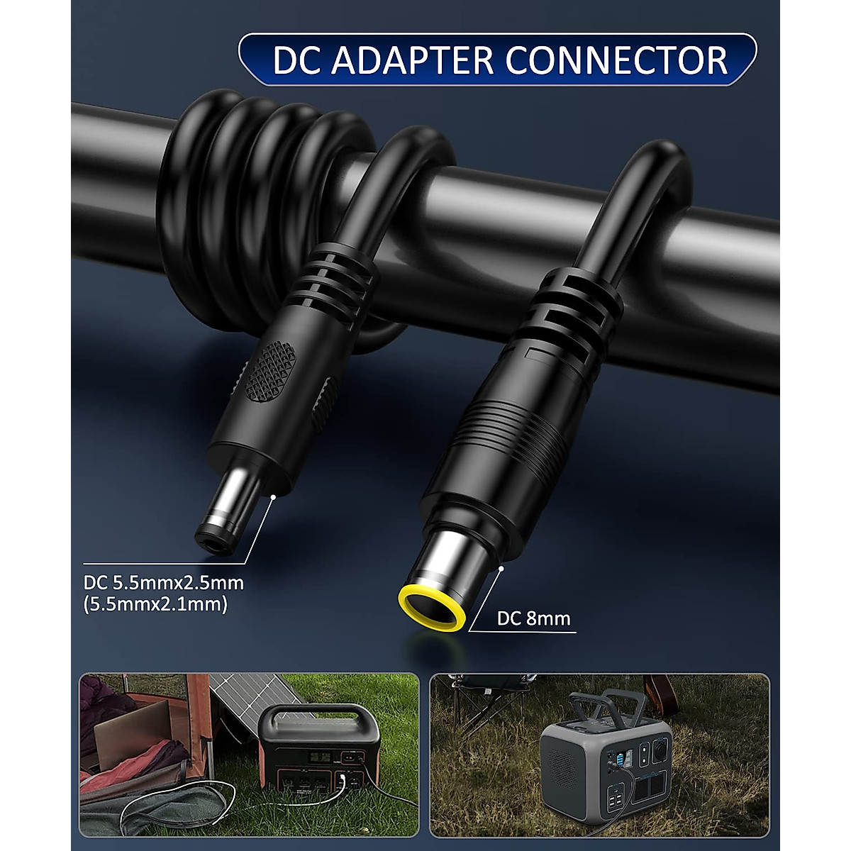ELECTOP 4-in-1 Solar Panel Connector Extension Cable Splitter, Compatible with Anderson Connector DC 8mm 5.5mm Adapter Power Plug XT60 Female Connector Charger Solar Connectors Parallel Adapter Cable