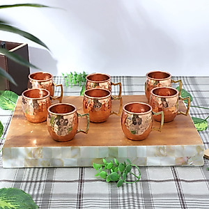 Buddha4all 2 Oz. Solid Copper Mini Moscow Mule Shot Mug Set Copper Hammered Shot Glass Set (8)
